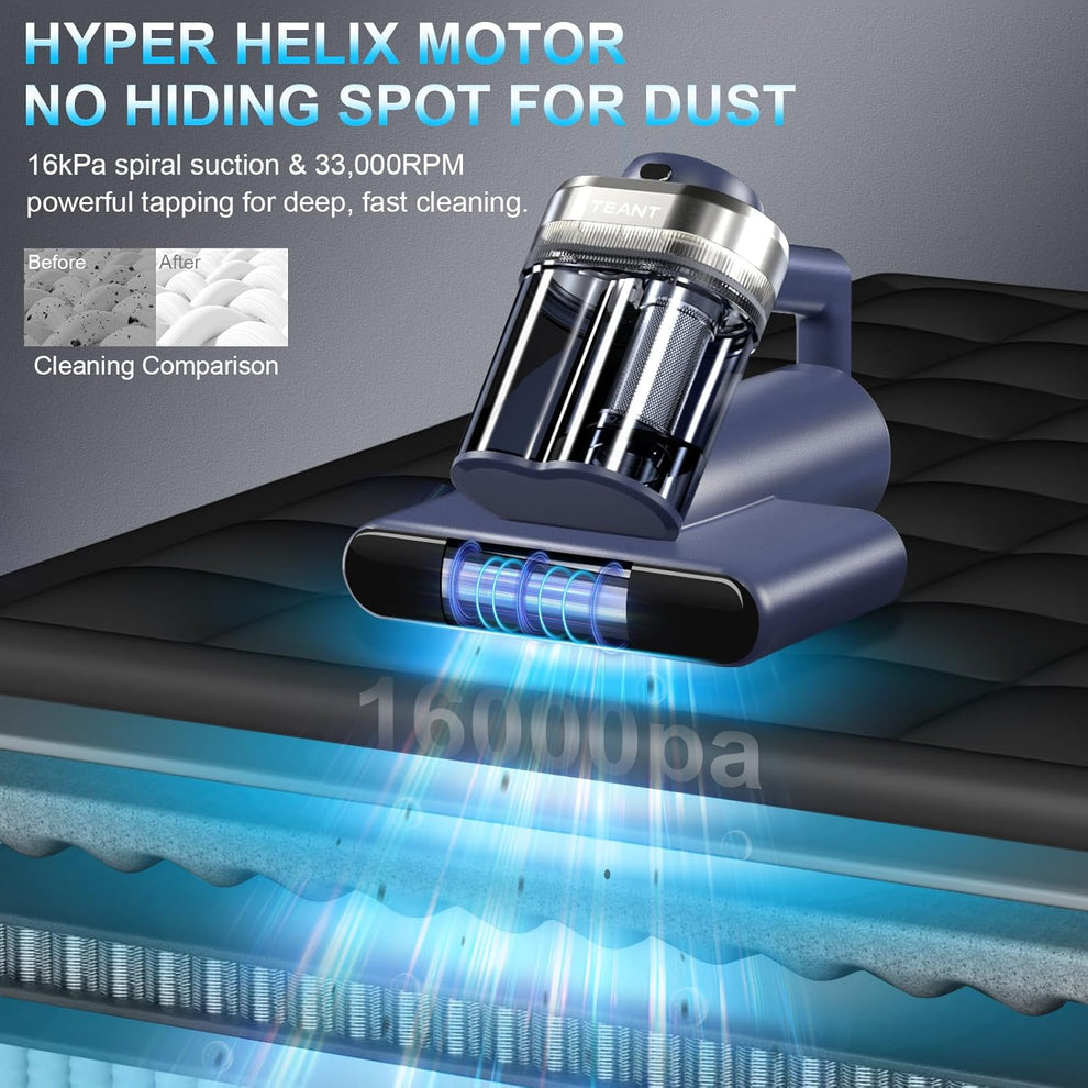 Mattress Vacuum Bed Vacuum Cleaner with 253.7nm UV-C Light, Hyper Helix ...